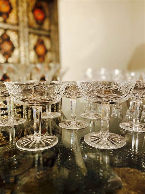 Set Of Eight Vintage Waterford Crystal Coupe Champagne Glasses Circa