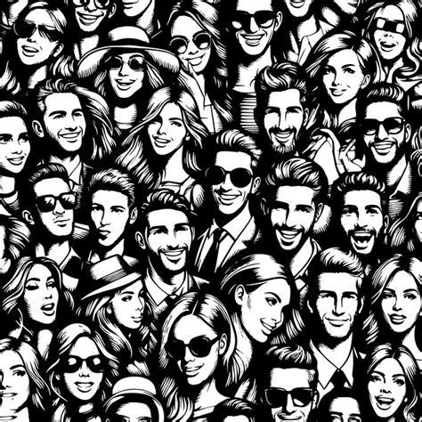 Premium Psd Black And White Silhouette Of A Crowd Of People Around