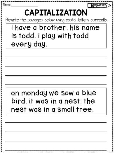 Capitalization And Punctuation Writing Practice Worksheets Fix Up The