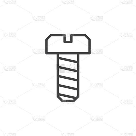 螺栓 螺杆线图标 轮廓矢量符号 线性风格的象形图隔离在白色。符号 徽标插图。可编辑的笔画。像
