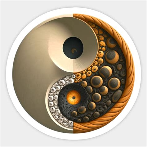 Ying Yang Fibonacci Style Rainbow Colourful Gold Grey White Universe