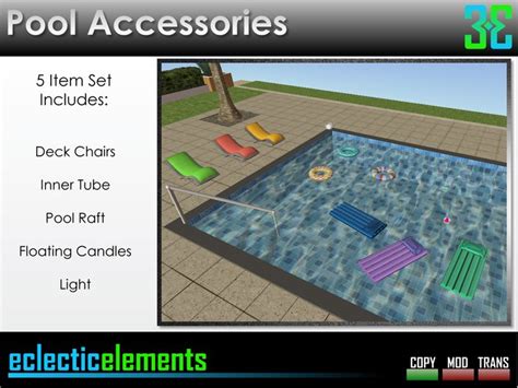 Second Life Marketplace Pool Accessories