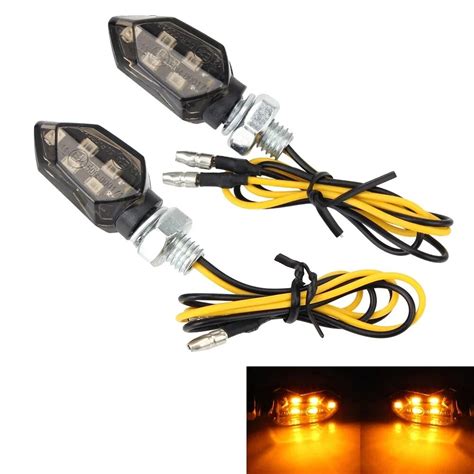 ไฟเลี้ยวรถจักรยานยนต์2ชิ้นไฟแสดงสถานะ5led Moto สีเหลืองอำพันกะพริบ