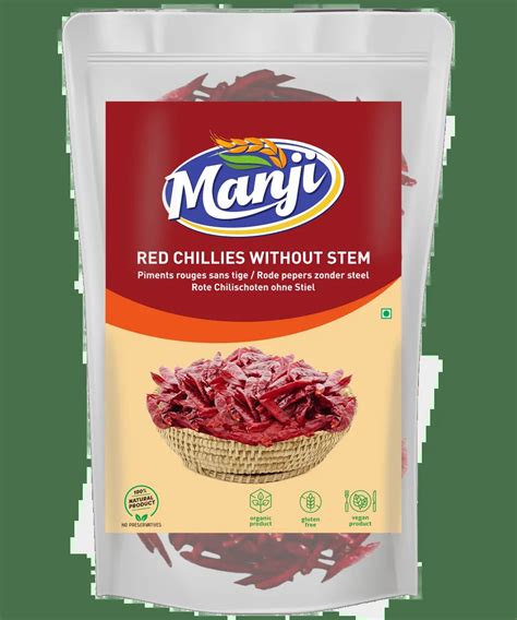 Manji Gedroogde Rode Pepers Red Chillies Stemless Indian Food Store