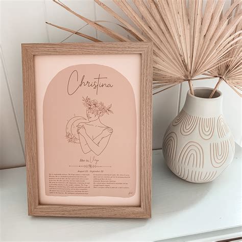 Personalised Scorpio Nude Colour Zodiac Print Zodiac Gift Etsy