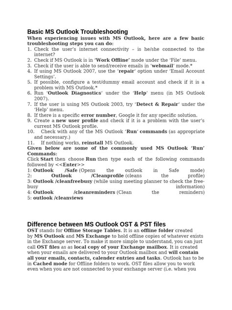 Outlook Troubleshooting 3051 Pdf Microsoft Outlook Software