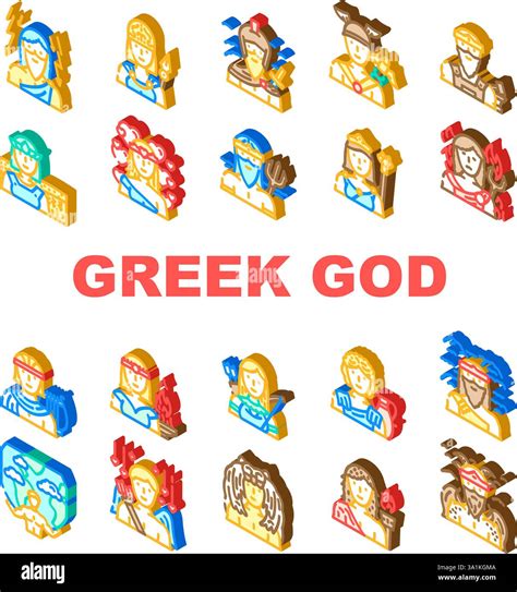 Greek God Zeus Hera Poseidon Icons Set Vector Stock Vector Image