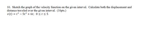 Solved 10 Sketch The Graph Of The Velocity Function On The Chegg