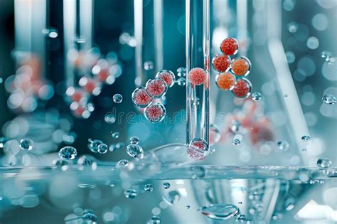 A Detailed View Of A Laboratory Experiment Showing Suspended Microbes