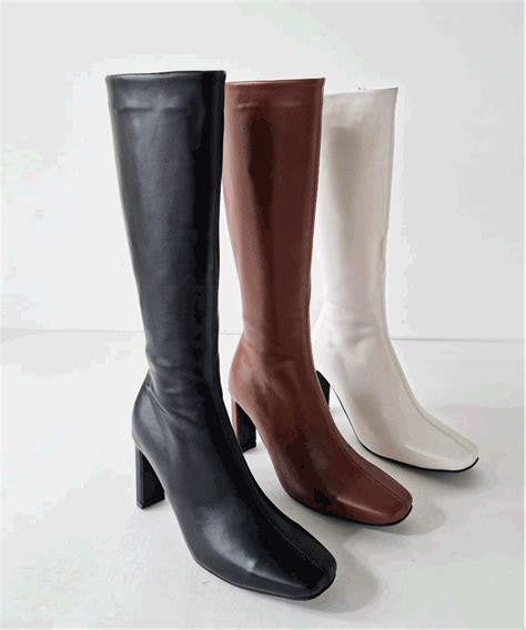 하이퀄리티 슬림핏 스판 가죽 롱부츠 8cm
