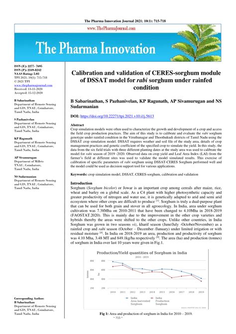 Pdf Calibration And Validation Of Ceres Sorghum Module Of Dssat Model