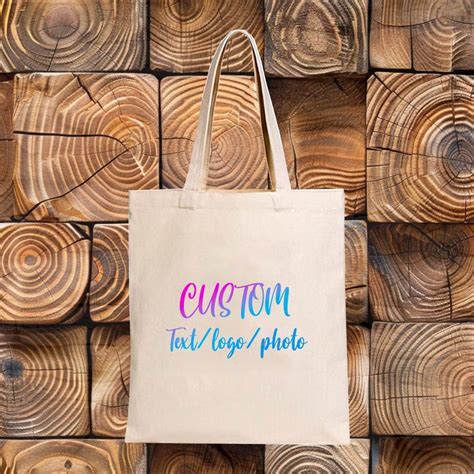 Personalized Cotton Canvas Tote Bag Custom Printed Text And Image Etsy