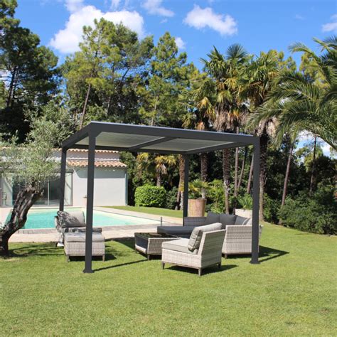 Pergola bioclimatique aluminium m² x cm autoportante Gris Maia