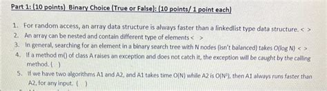 solved part 1 10 points binary choice true or false