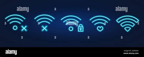 Wifi Signal Dial Up Connection Free Wifi No Connection Blue Neon Stock Vector Image Art