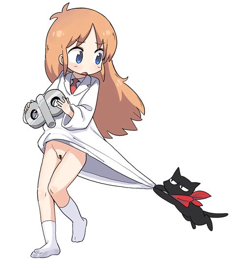 Lakilolom Professor Shinonome Sakamoto Nichijou Nichijou Highres Black Cat Blue Eyes