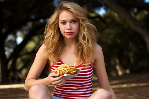 Premium Photo Quick Lunch In The Park