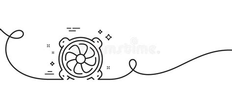 Computer Cooler Line Icon Pc Fan Component Sign Continuous Line With Curl Vector Stock Vector