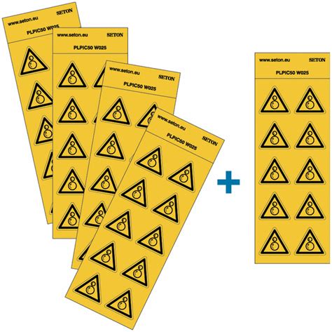 Set Waarschuwingsstickers Vellen ISO Roterende Onderdelen