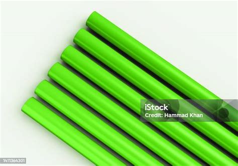 흰색 배경 3d 그림에 고립 된 온수를위한 녹색 플라스틱 파이프 연결에 대한 스톡 사진 및 기타 이미지 연결 원기둥 튜브 Istock