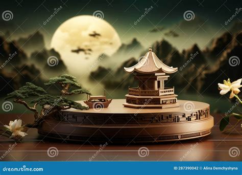 Wooden Miniature Of Chinese Architecture 1 Stock Illustration