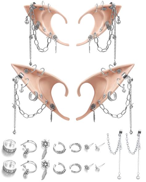 Christmas Elf Ears With Piercings Cosplay Fairy Pixie Elf Ears With