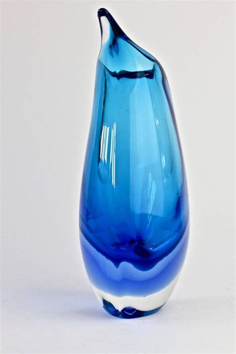 Italian Murano Sommerso Glass Vase Attributed To Flavio Poli For