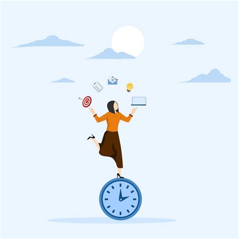 Premium Vector Productive Woman Productive Business Woman Balancing