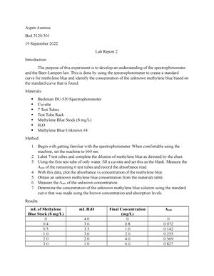 CELL BIOL LAB Report 2 Cell Biology Lab 2 Hayden Santana Biol 3120 02 07 Lab Report 2