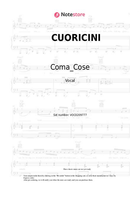 Cuoricini Vocal Sheet Music Coma Cose In Note Vocal Sku