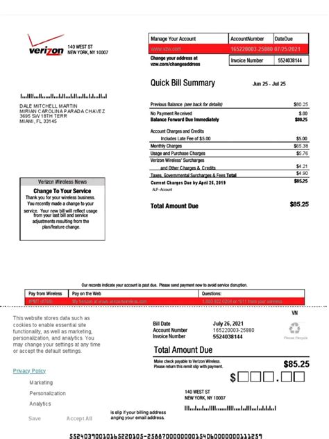 Bill Verizon 2021 Mirian Carolina Parada Chavez Pdf Pdf Fee Payments