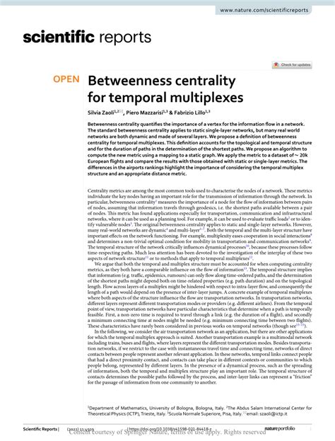 Pdf Betweenness Centrality For Temporal Multiplexes