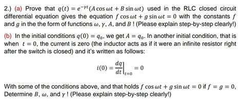 Solved A Prove That Q T E Rt A Cos Wt B Sin Wt Chegg Com