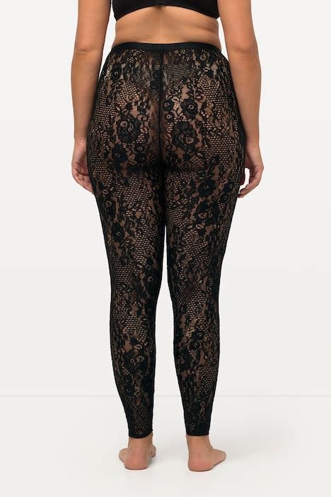 Footless Lace Tights Black Ulla Popken