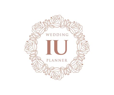 Iu Initials Letter Wedding Monogram Logos Collection Hand Drawn Modern Minimalistic And Floral