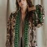 Kimono Maroko Zielone Kwiaty Długie Sukienki ღ art Madam pl