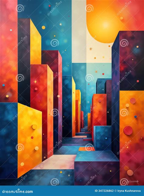 Abstract Geometric Cityscapes With Vivid Colors Colorful Blocks