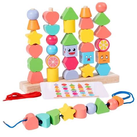 Jouets éveil Montessori Bois en Jouet Empiler et de Tri Cadeaux de Jouets de Noël Enfant