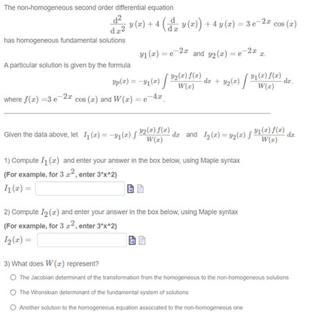 Solved The Non Homogeneous Second Order Differential