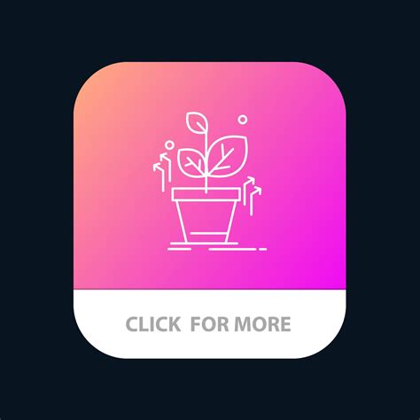 Plant Grow Grown Success Mobile App Button Android And Ios Line Version