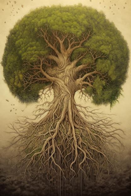 Premium Ai Image A Tree Forming The Shape Of The Earth With Roots