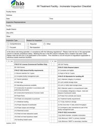 Ohio Iw Treatment Facility Chemical Treatment Inspection Checklist