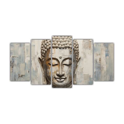 Cuadro Decorativo Obra Maestra Buddha Face Estilo Abstracto Plata Y