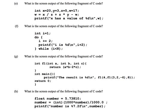 Solved Ewhat Is The Screen Output Of The Following