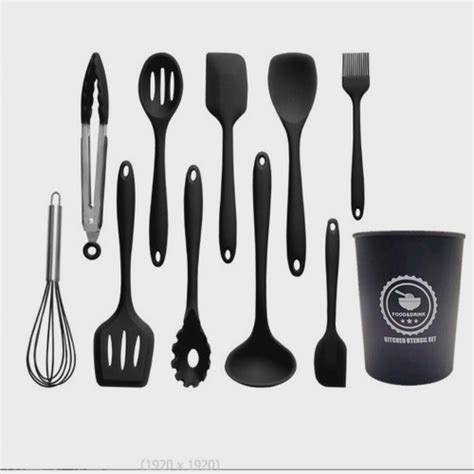 Jogo Conjunto Kit 11 Colheres De Silicone Cabo Inox Utensílios Cozinha