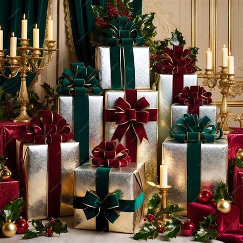 Elegant Christmas T Boxes Premium Ai Generated Image