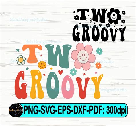 Two Groovy Svg Png Girls Birthday Svg Two Year Old Boho Svg Girls