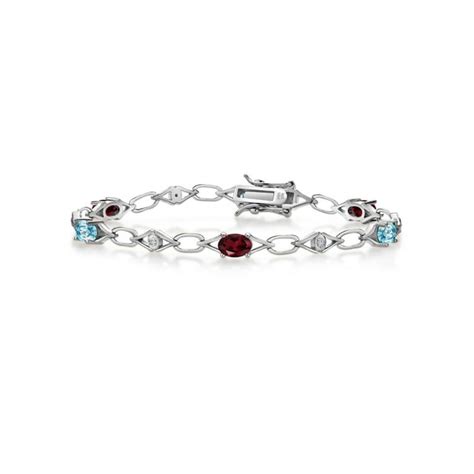 Gem Stone King 925 Sterling Silver Red Rhodolite Garnet And Blue Zircon