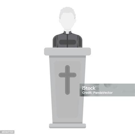 흰색 배경에 고립 된 단색 스타일의 사제 아이콘입니다 종교 상징 주식 벡터 일러스트입니다 교회에 대한 스톡 벡터 아트 및 기타