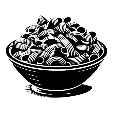 Classic Pasta Silhouette Italian Comfort On A Plate Black Colour Vactor
